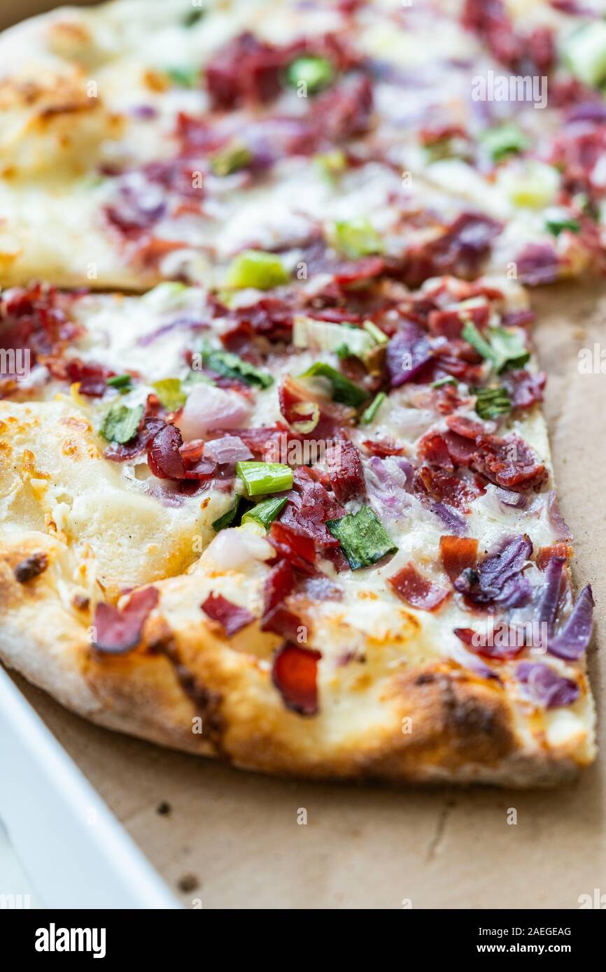 Flammkuchen Pizza Slices / Traditional Tarte Flambee with Creme Fraiche ...