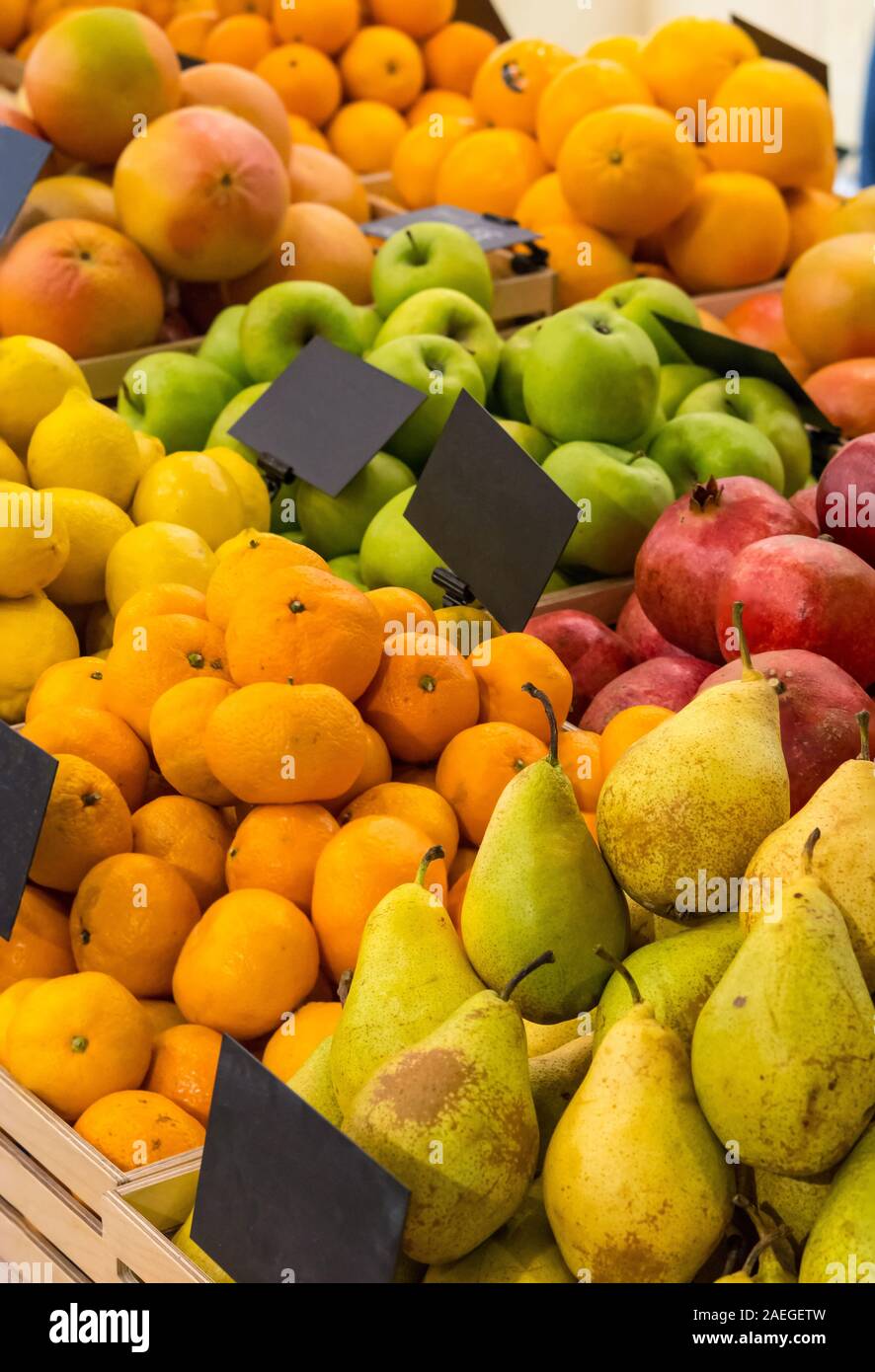 attractive fruit stall with price tags Stock Photo - Alamy