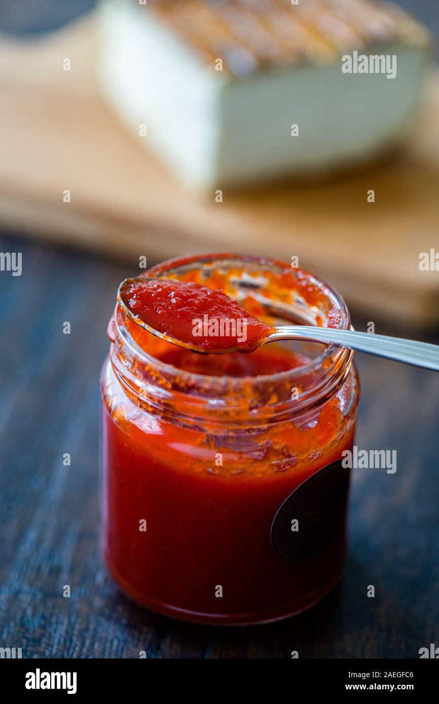 Hot chili pepper sauce hi-res stock photography and images - Alamy
