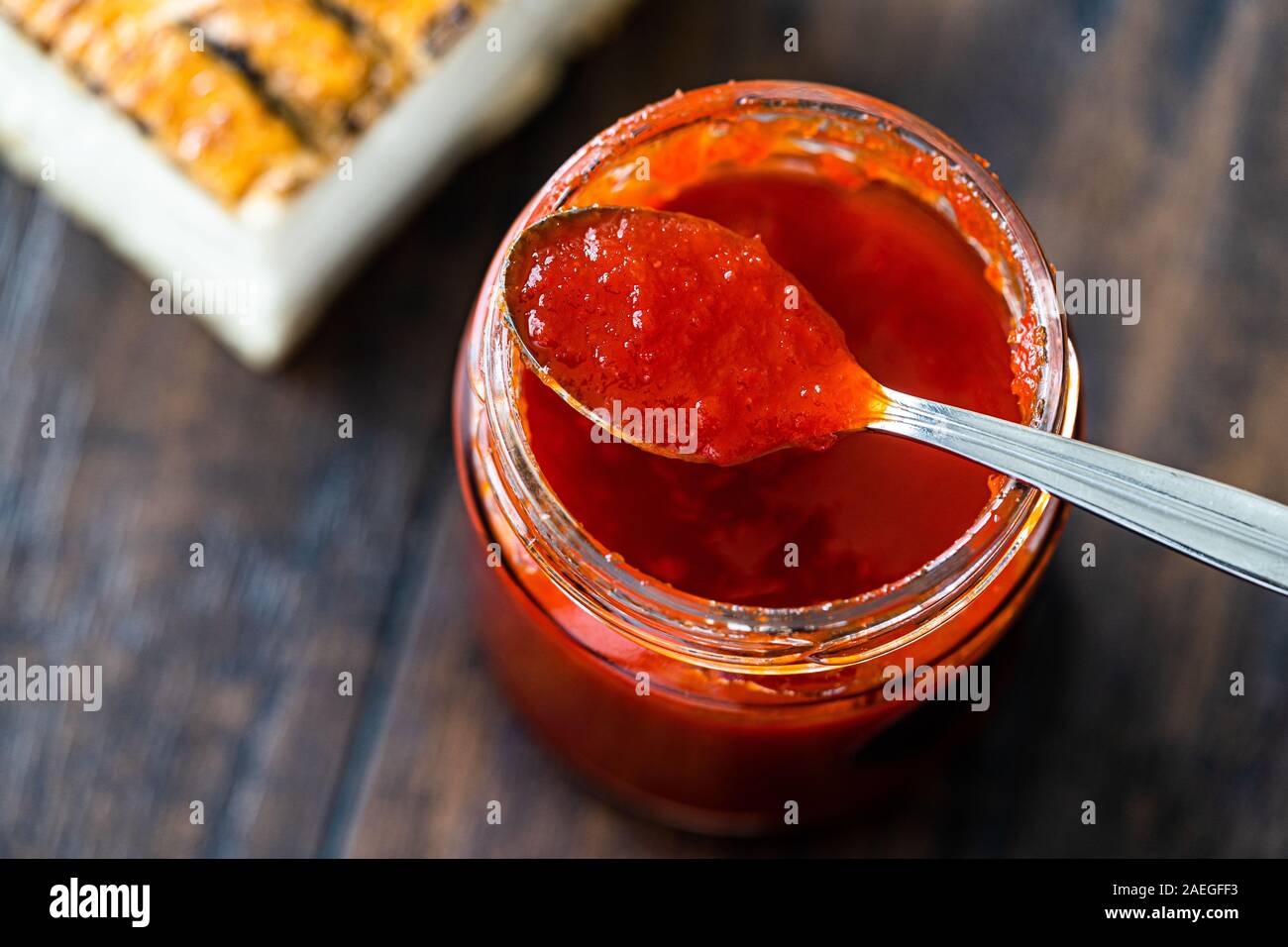 Hot chili pepper sauce hi-res stock photography and images - Alamy