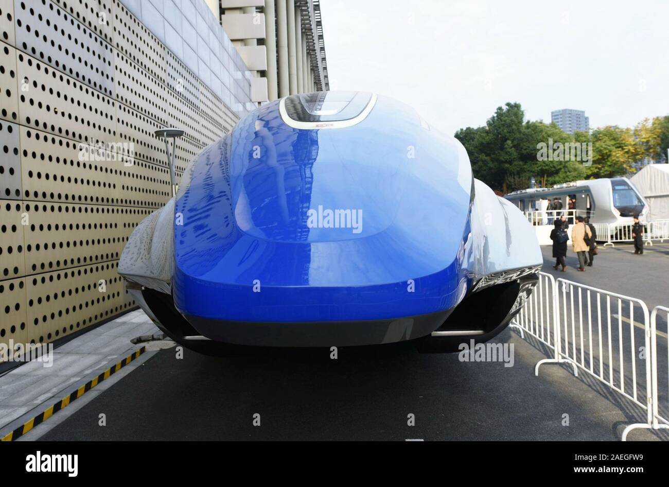 The 600km/h high-speed maglev train by CRRC is on display during an ...