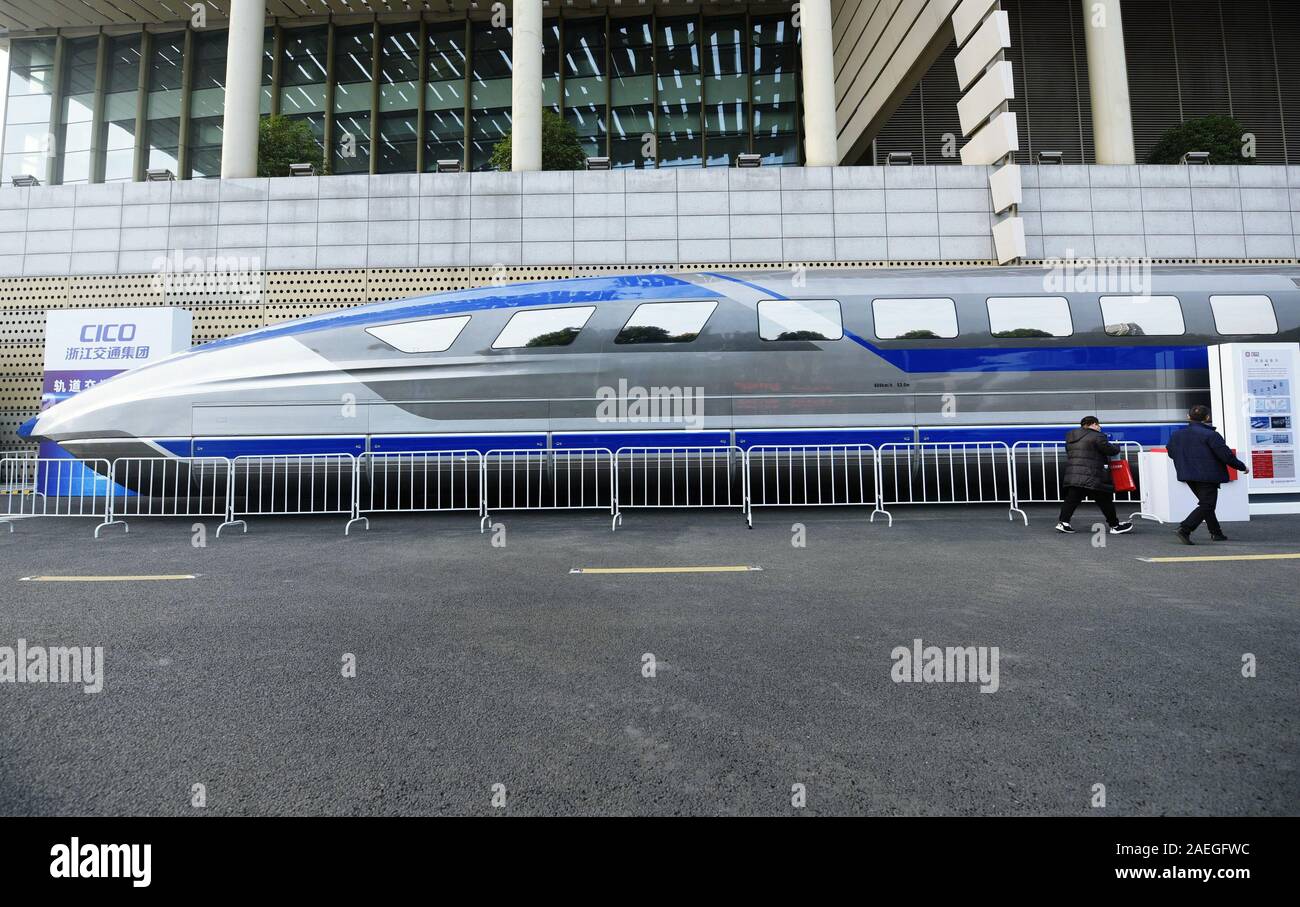 The 600km/h high-speed maglev train by CRRC is on display during an ...