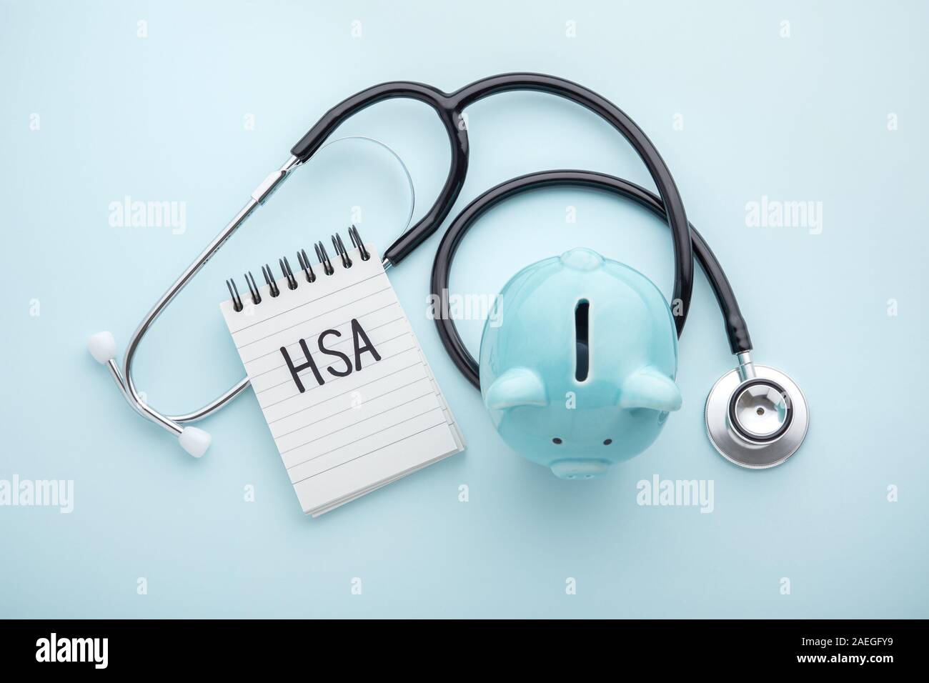 Health saving account, hsa concept, piggy bank with stethoscope on ...