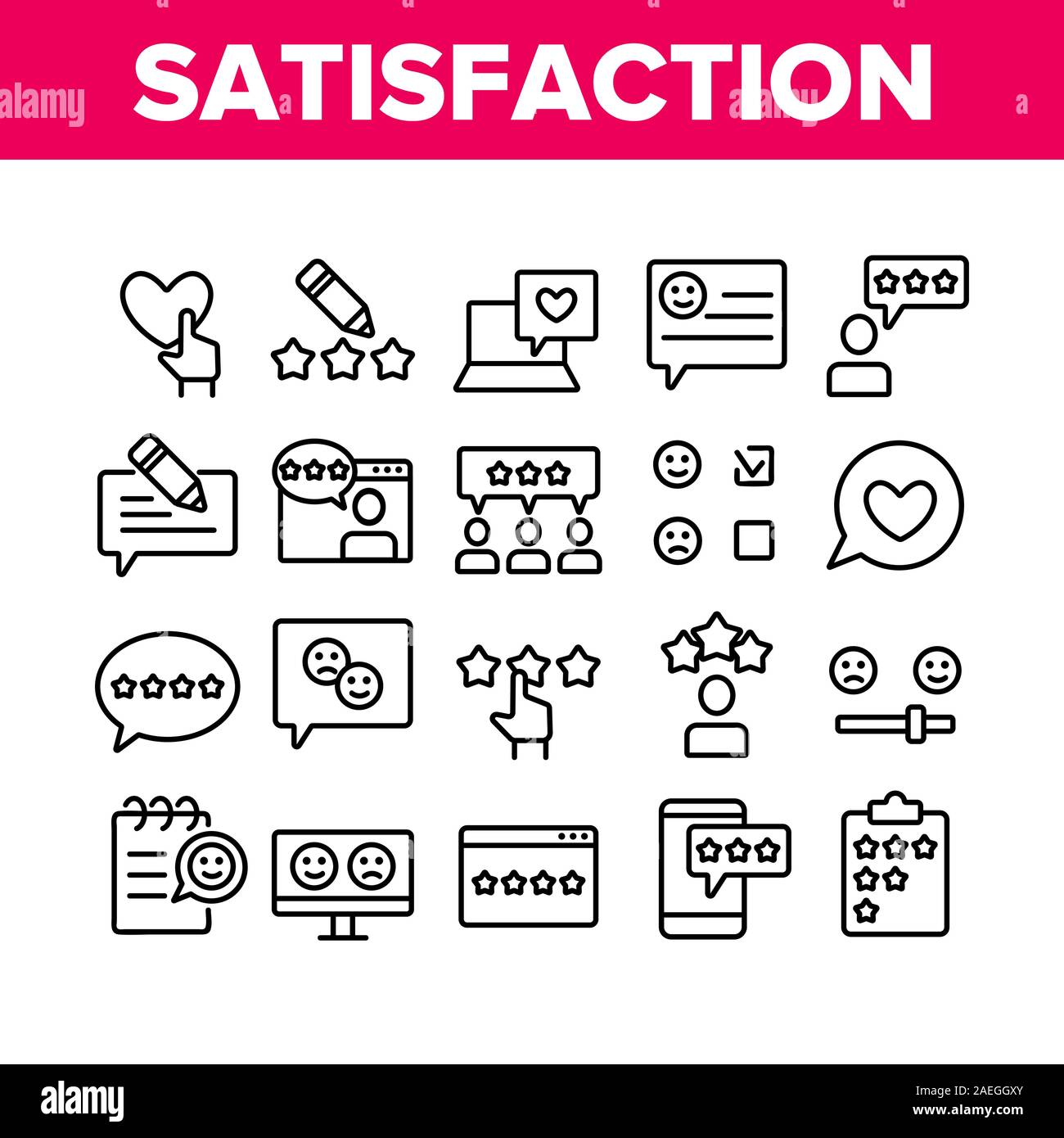 Satisfaction Feedback Collection Icons Set Vector Stock Vector Image ...