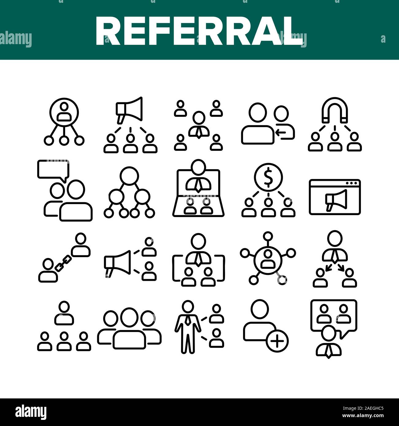 Referral Marketing Collection Icons Set Vector Stock Vector Image & Art ...