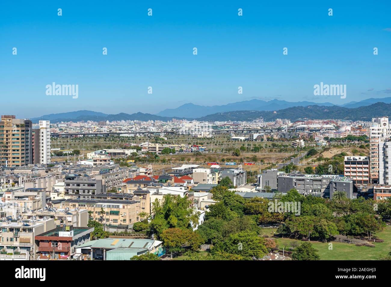 Taichung city Beitun District skyline in sunny day. A lot of green space in this area. Taichung ...