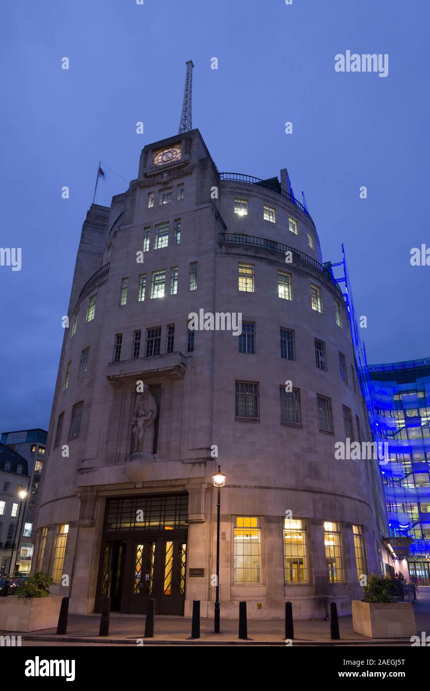 Broadcasting House, the headquarters of the BBC, in Portland Place and ...