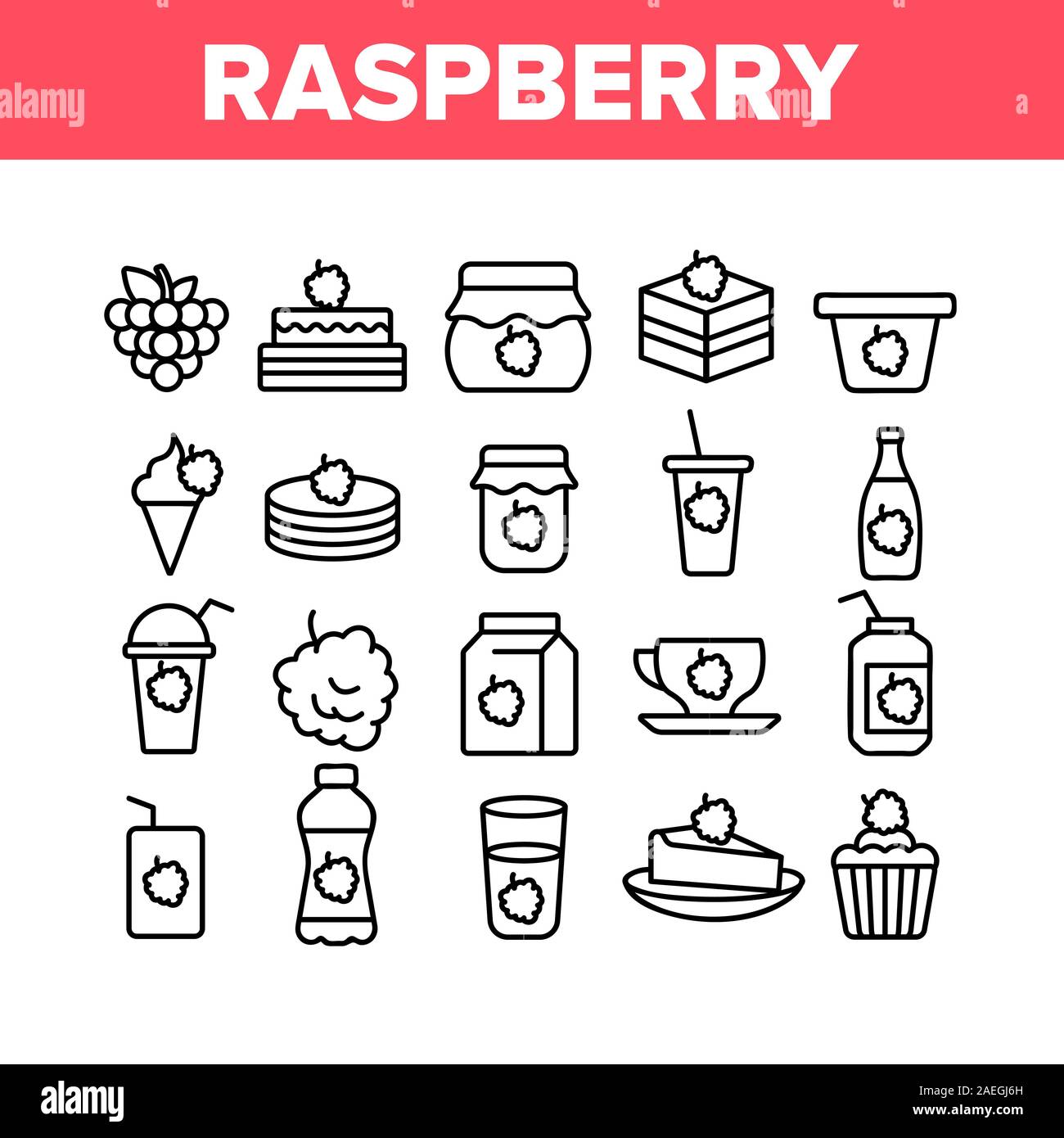 Raspberry Nutrition Collection Icons Set Vector Stock Vector Image ...