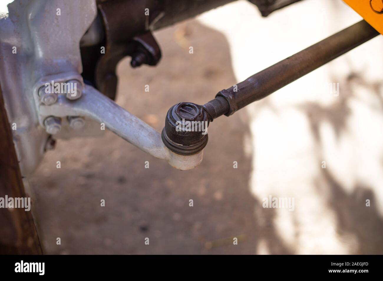 Steering rod with steering tip. Safety concept, construction equipment ...