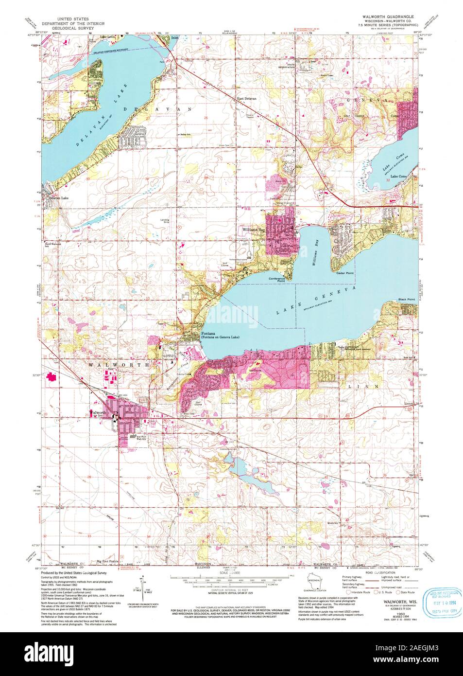 WI Walworth 800159 1960 24000 Restoration Stock Photo - Alamy