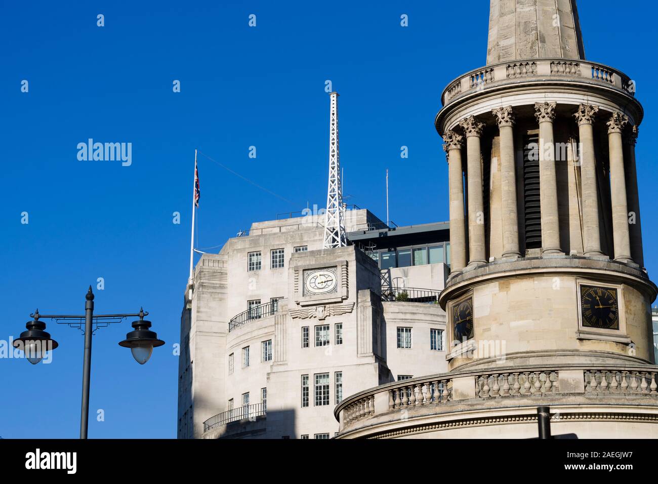Broadcasting House, the headquarters of the BBC, in Portland Place and ...
