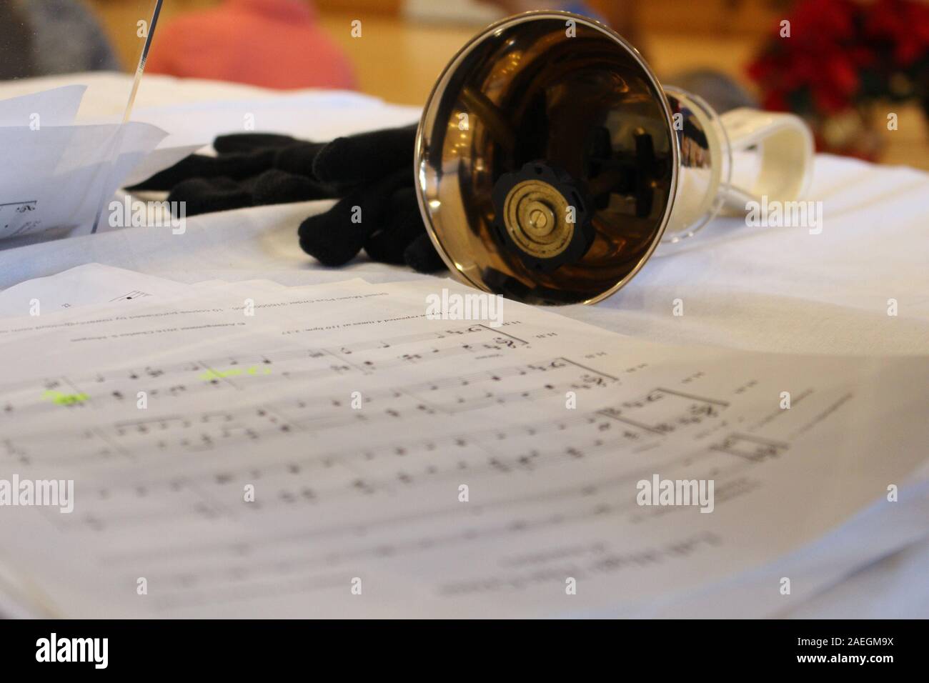 Bell with sheet music hi-res stock photography and images - Alamy