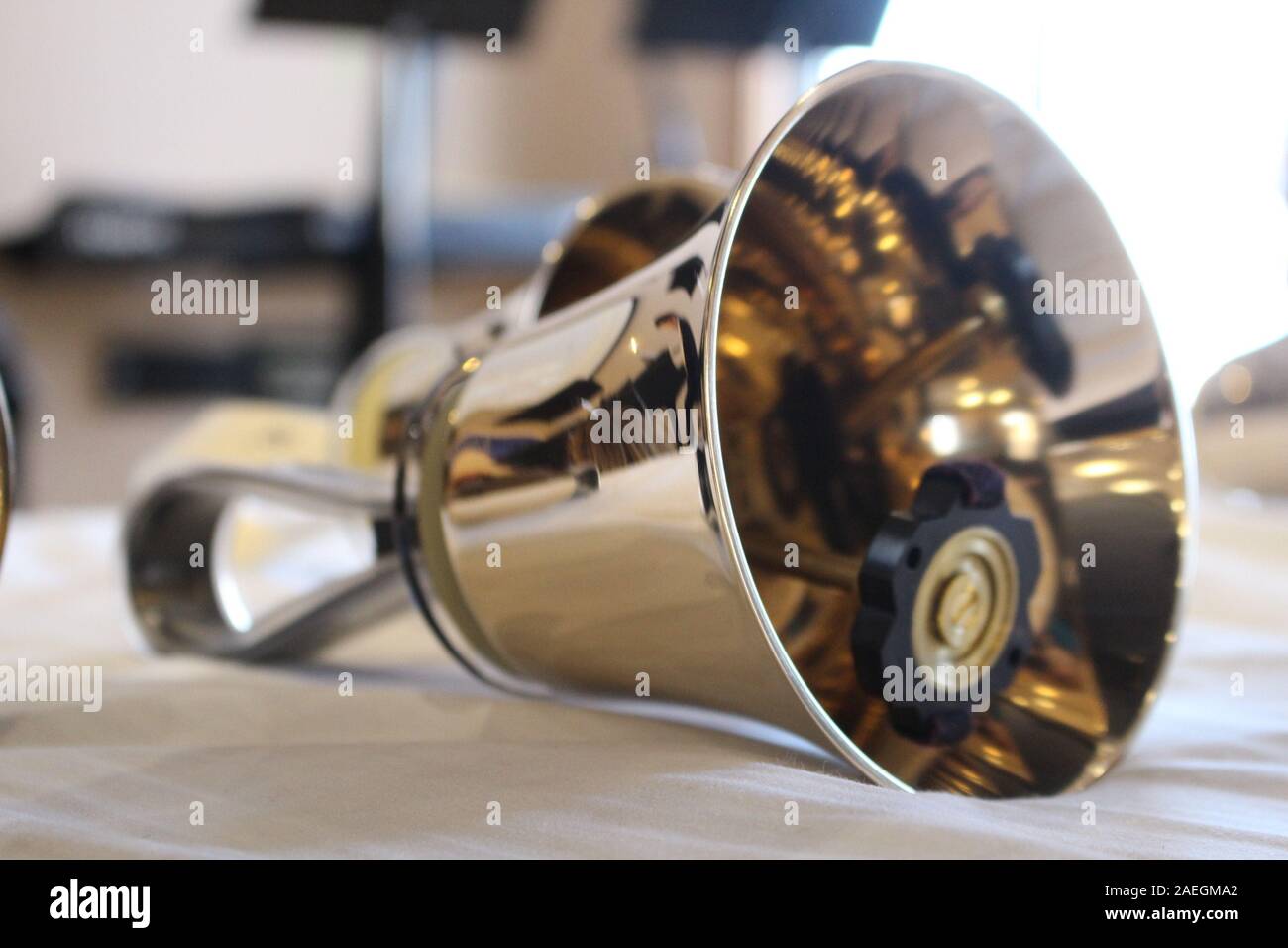 hand bell with sheet music Stock Photo - Alamy