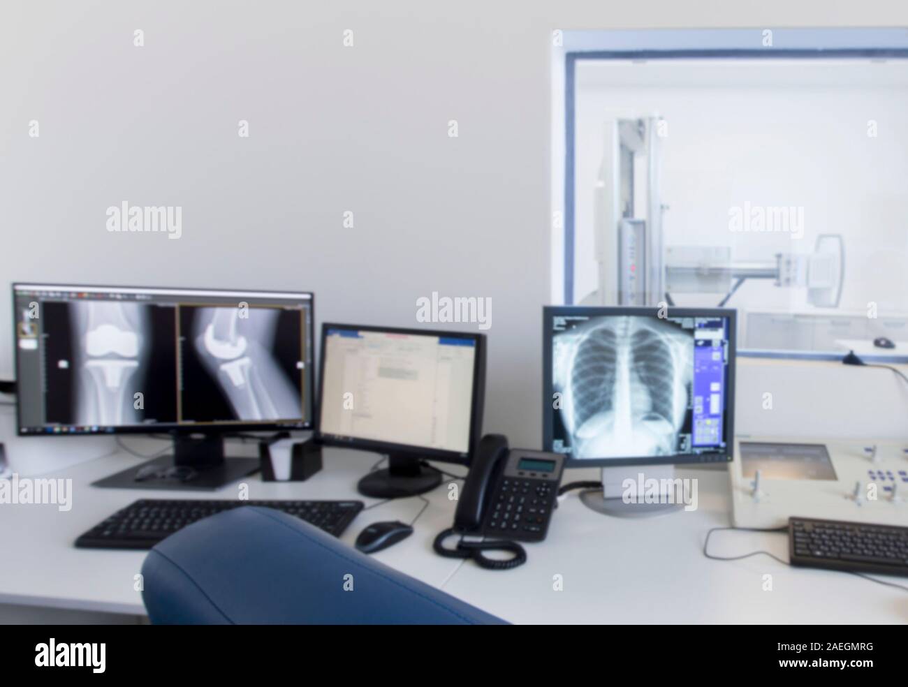 Monitor with X-ray of human body parts in modern laboratory Stock Photo ...