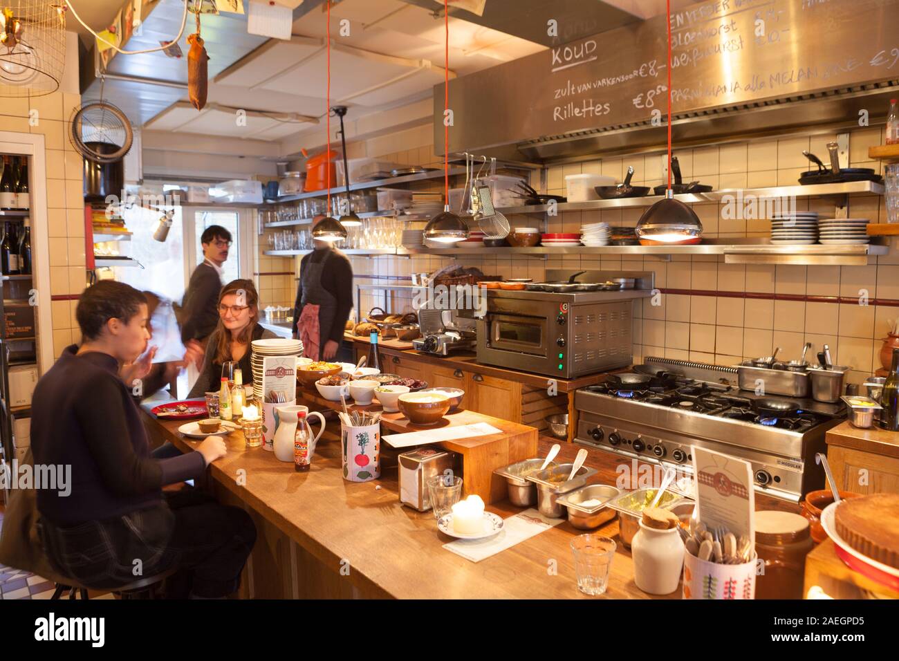 Interior of Worst Wijncafé with customers, restaurant, Amsterdam, The ...