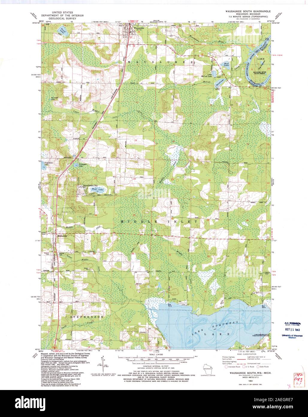 Map of wausaukee hi-res stock photography and images - Alamy
