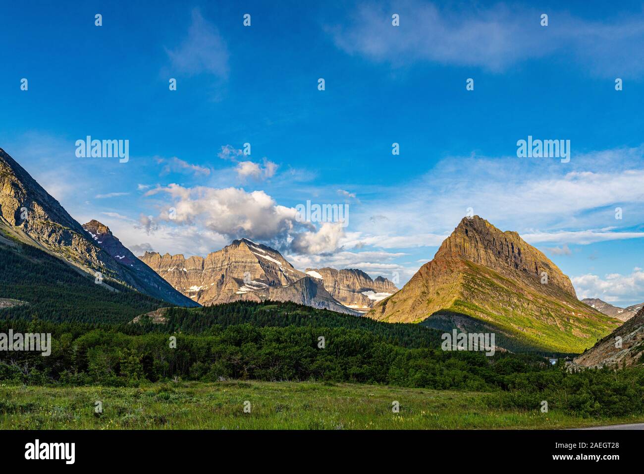 Mount Wilbur and Swiftcurrent Mountain in the Many Glacier are of ...