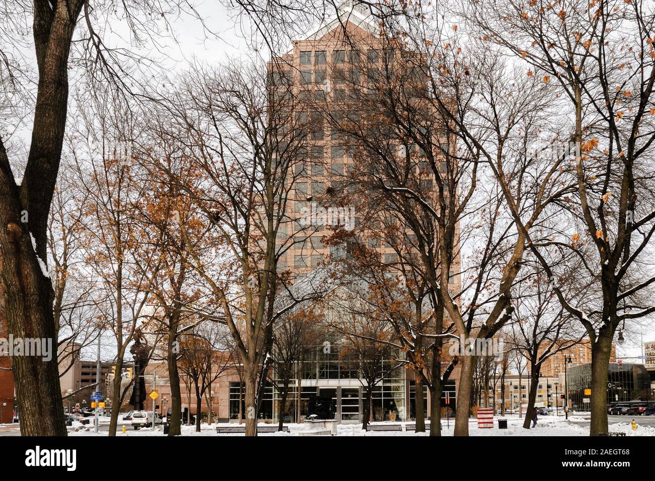 Rochester, New York, USA. December 8, 2019. View of Legacy Tower from ...