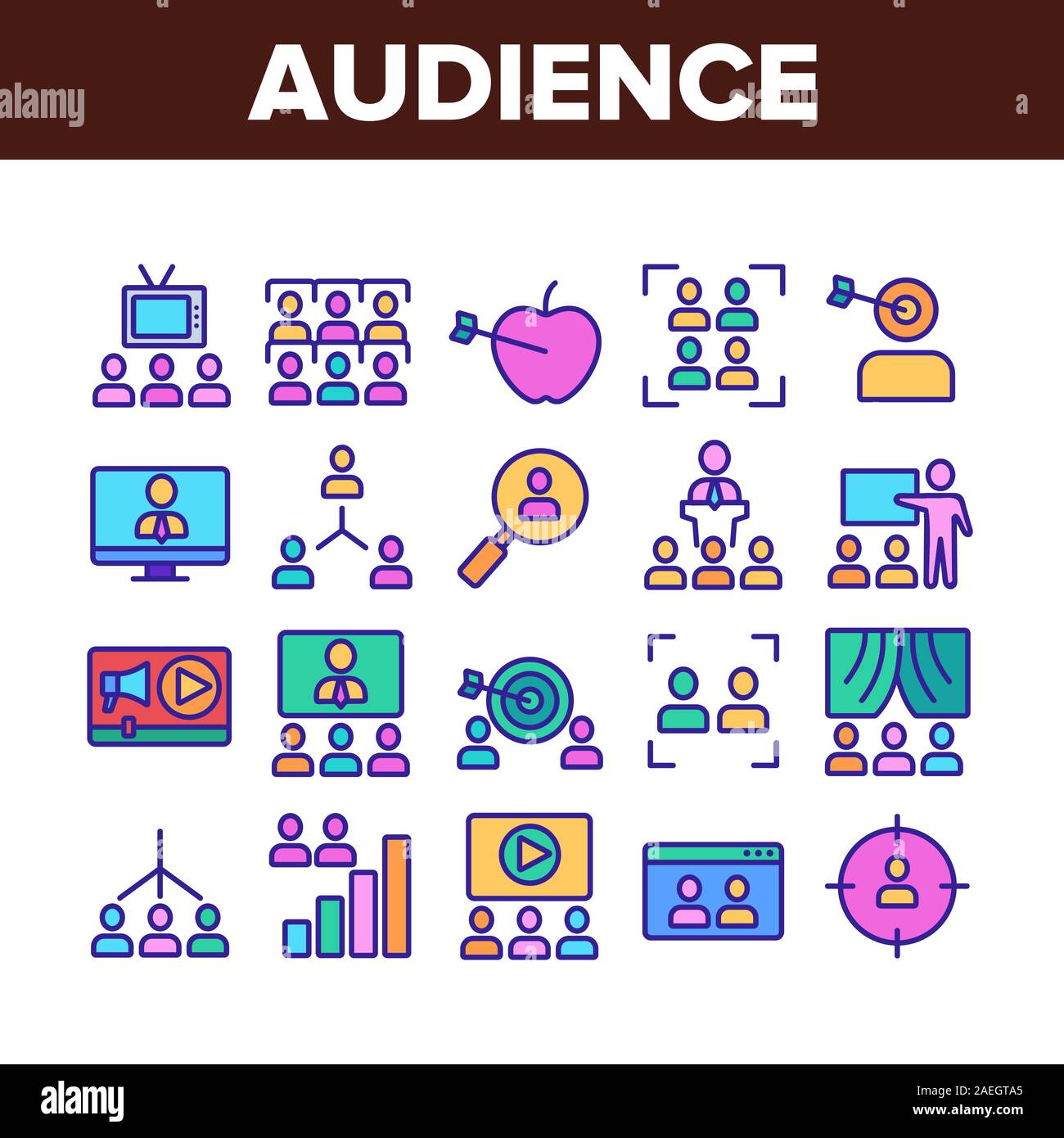 Audience Social Group Collection Icons Set Vector Stock Vector Image ...