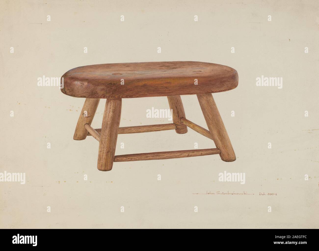 John Swientochowski, Pennsylvania Dutch Bed Stool, 1935-1942 ...