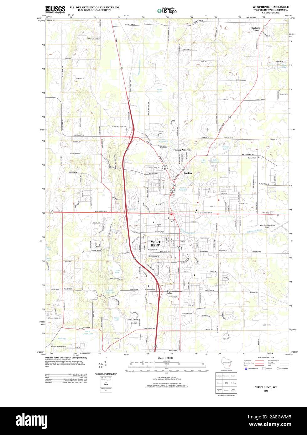 Map of west bend Cut Out Stock Images & Pictures - Alamy