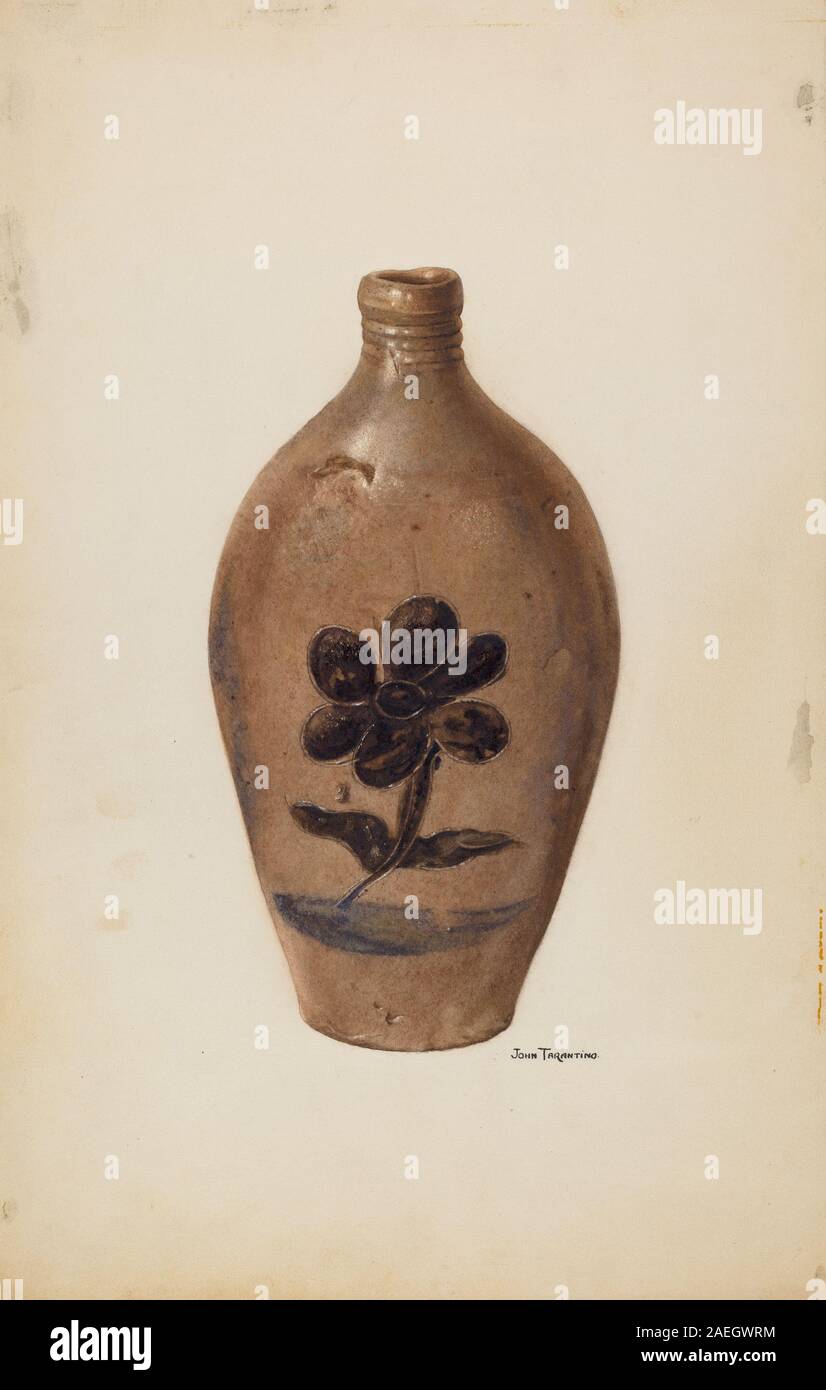 A ceramic flask created by John Tarantino around 1939, designed as a ...