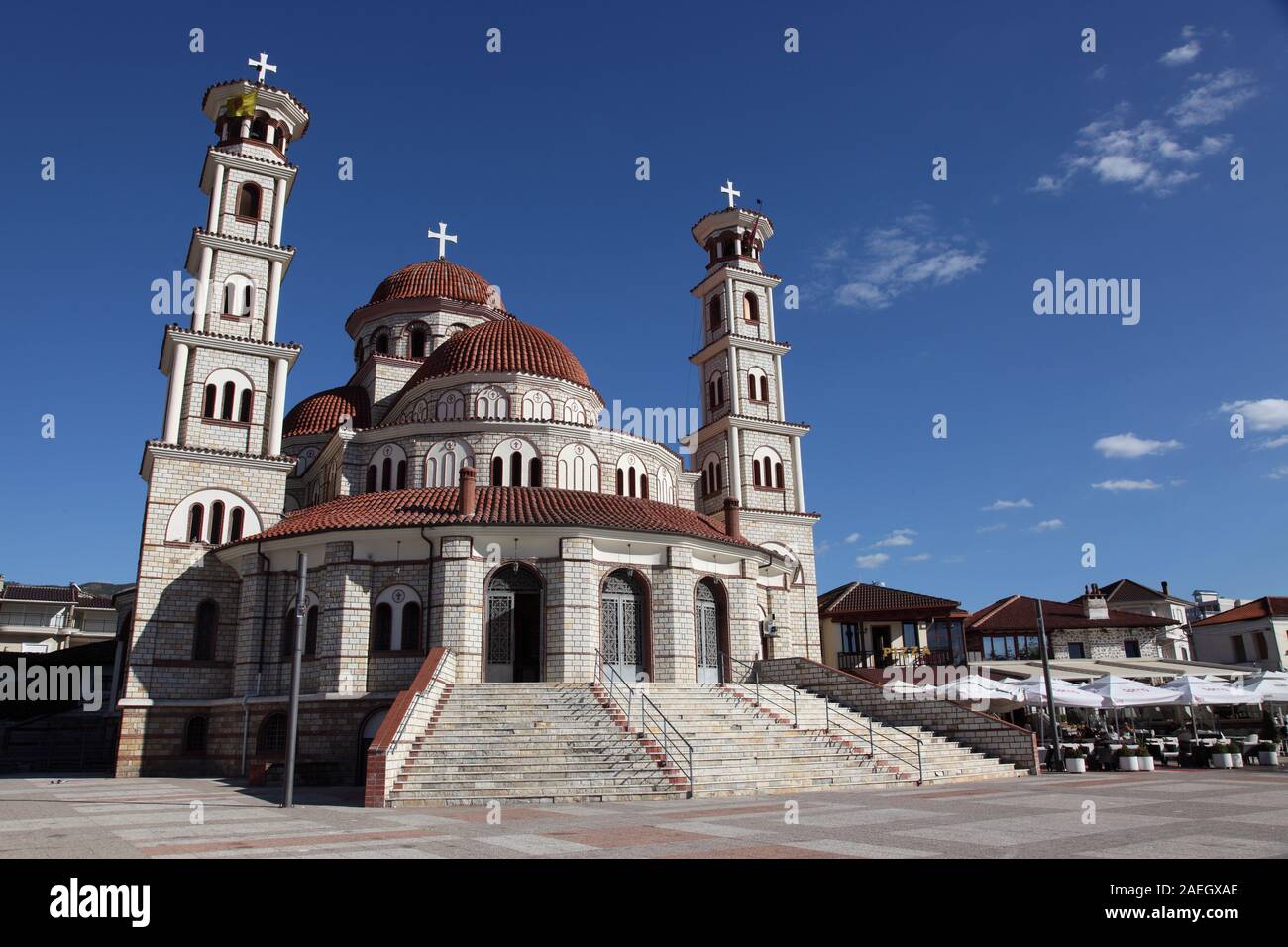 The modern Orthodox Cathedral of Korca in Albania Stock Photo - Alamy