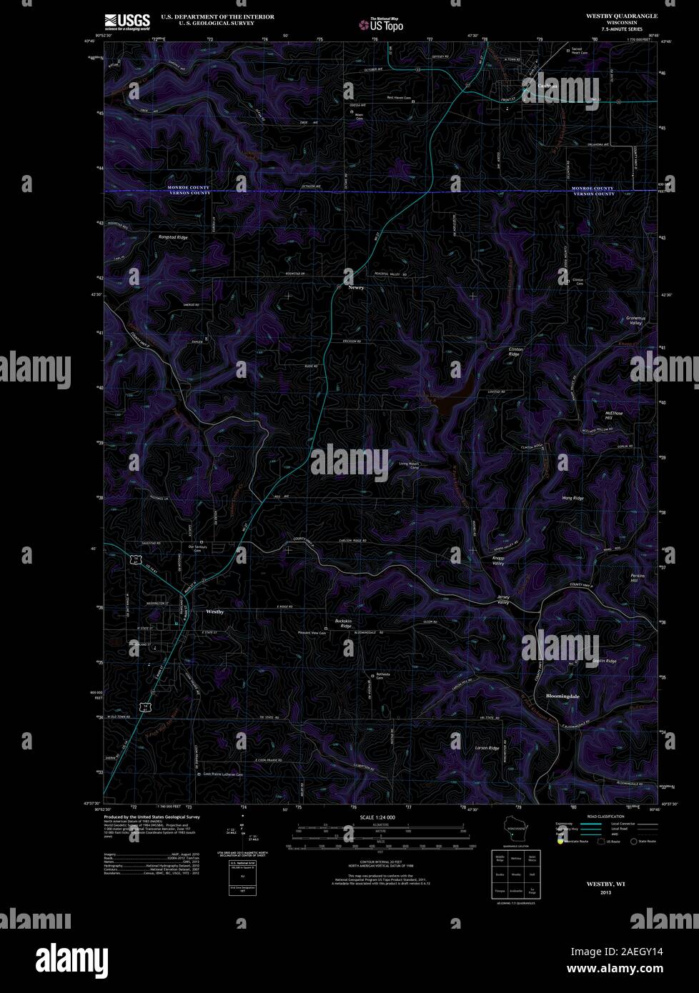 Map of westby hi-res stock photography and images - Alamy