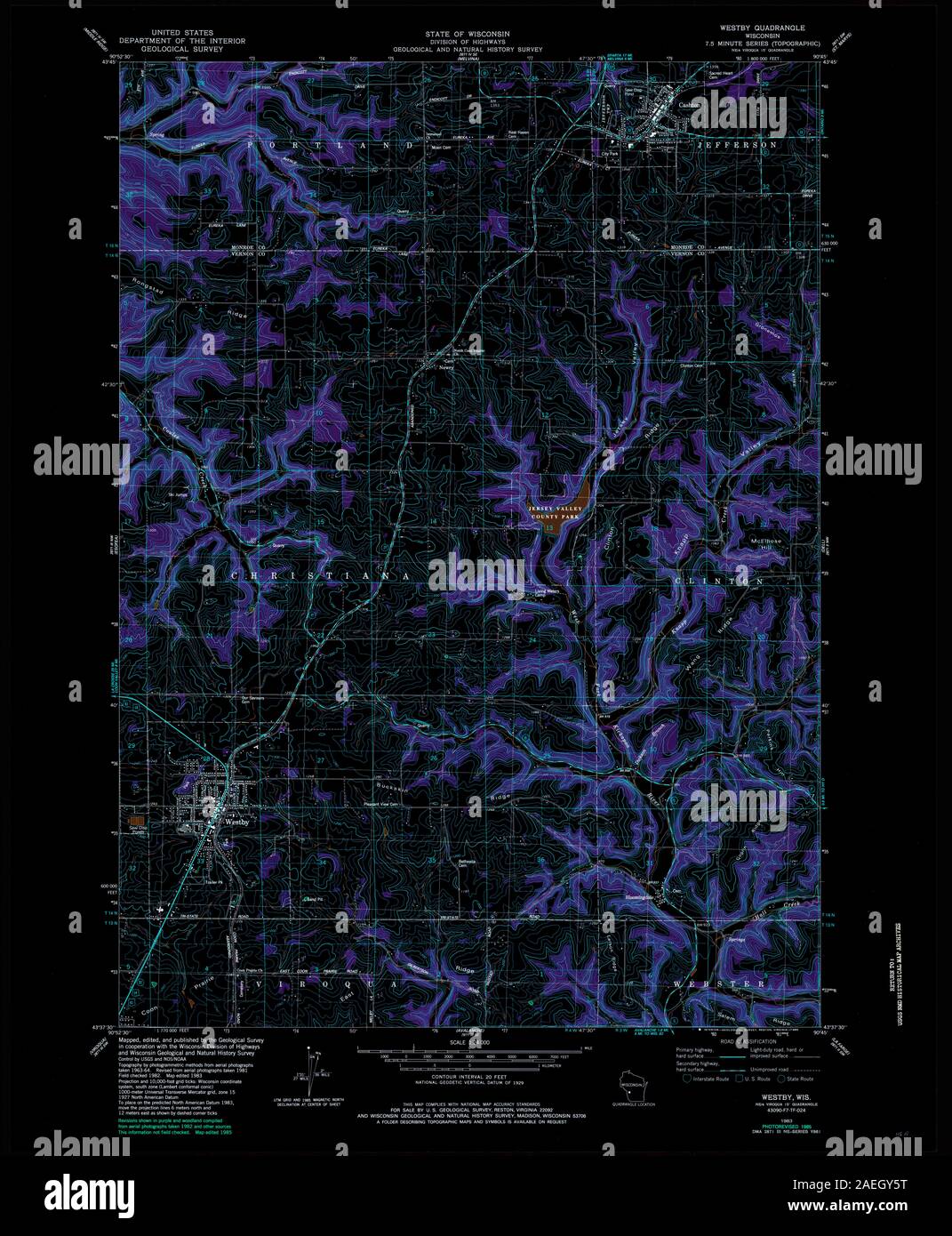 Map of westby hi-res stock photography and images - Alamy