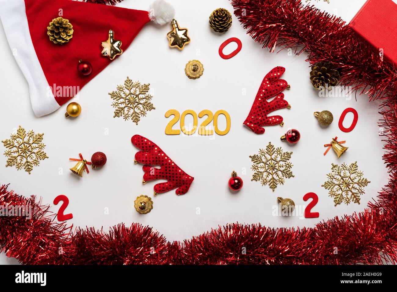 Merry Christmas,Red christmas decorations And the new year 2020 White ...