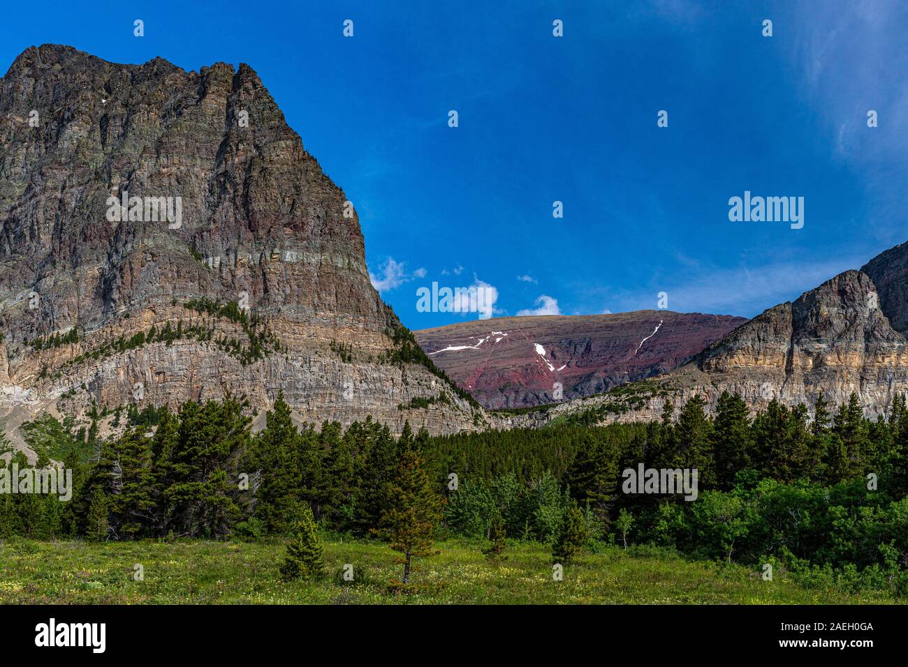 Altyn Peak and Apikuni Mountain in the Many Glacier area of Glacier ...
