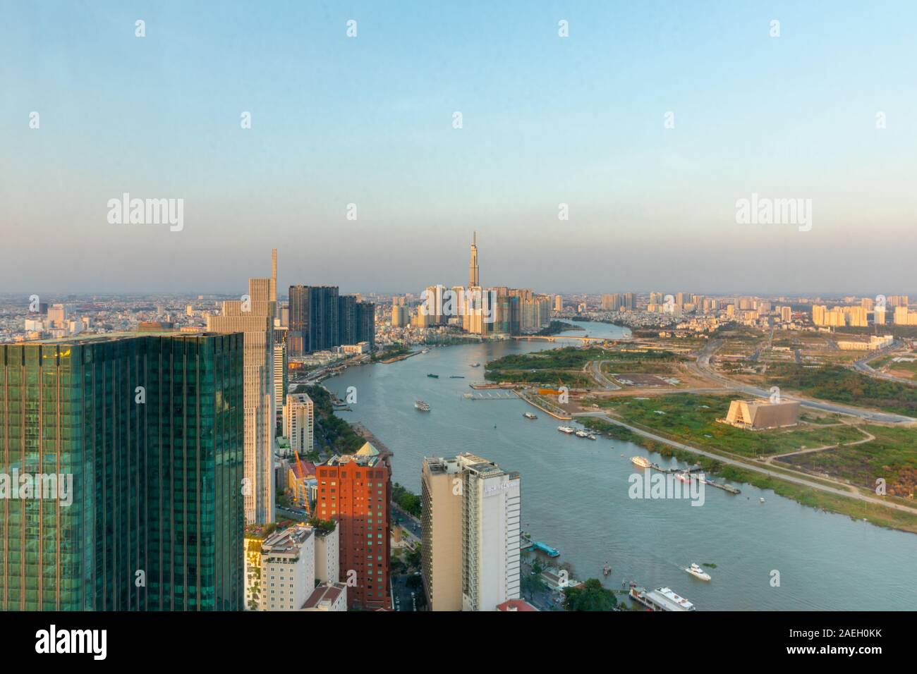 Top view aerial photo of Ho Chi Minh City with development buildings ...