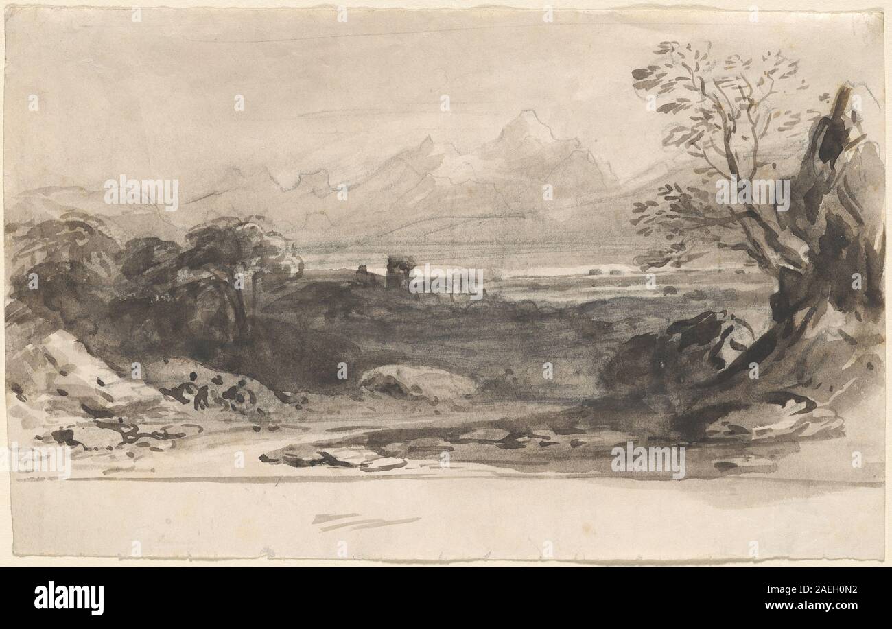 John Varley, Landscape with Ruins Landscape with Ruins Stock Photo - Alamy