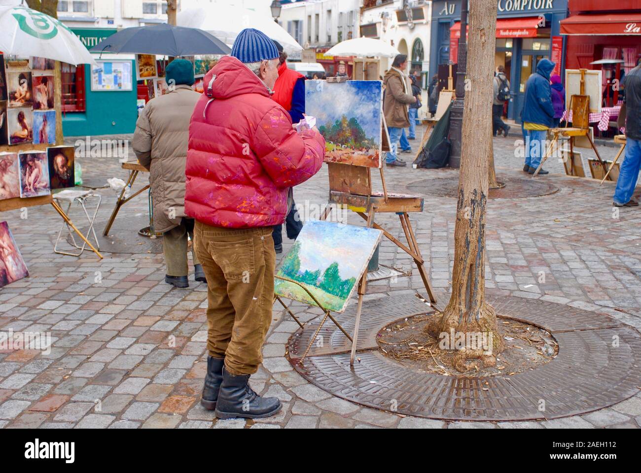 Artist painting street views. Montmartre, Paris, France Stock Photo - Alamy