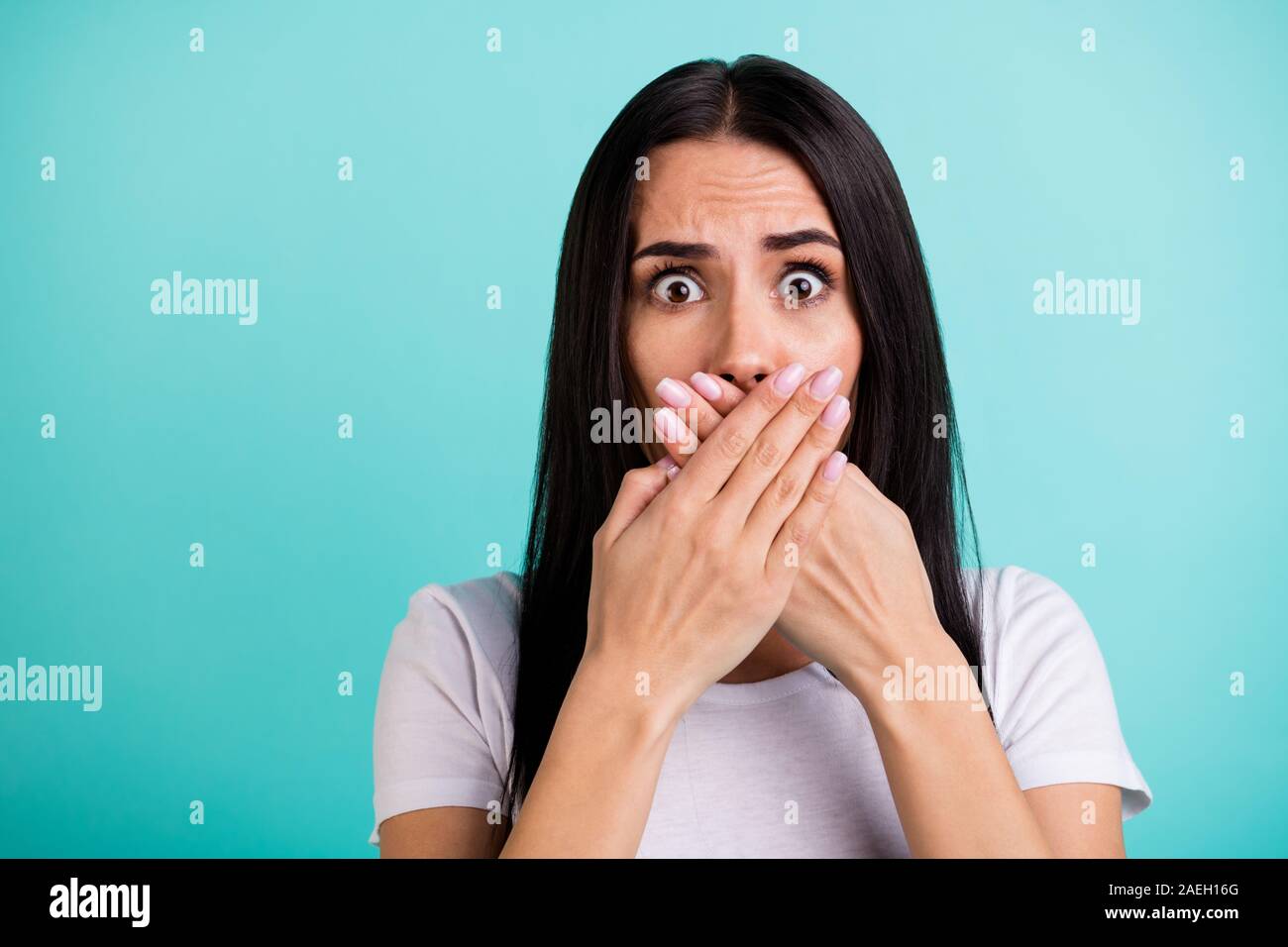 Close up portrait of crazy mad woman feeling guilty about telling ...