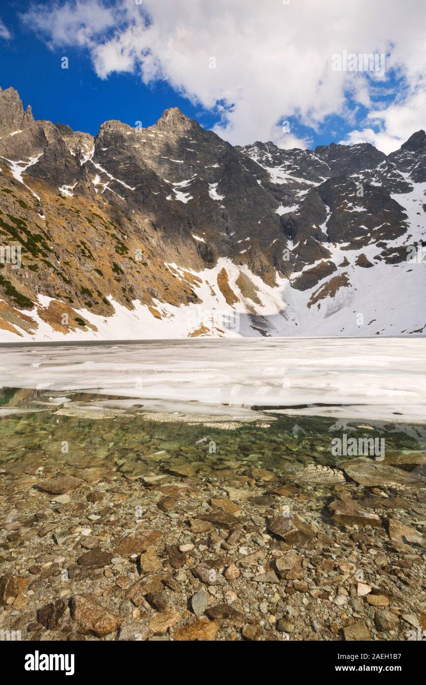 The Czarny Staw pod Rysami lake and Mount Rysy in the Tatra Mountains ...