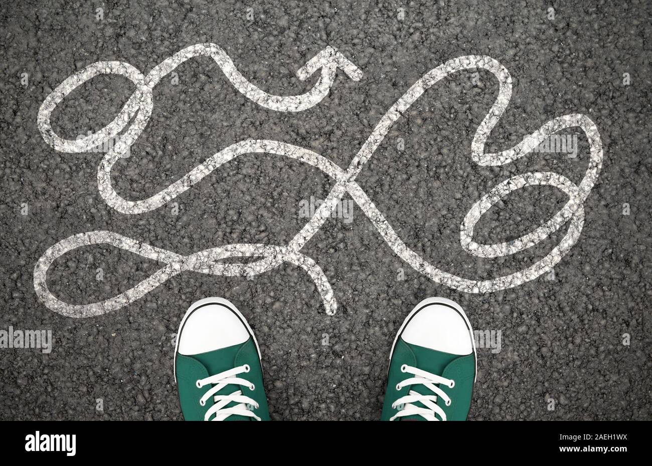 Messy line chalk drawing on the road Stock Photo - Alamy