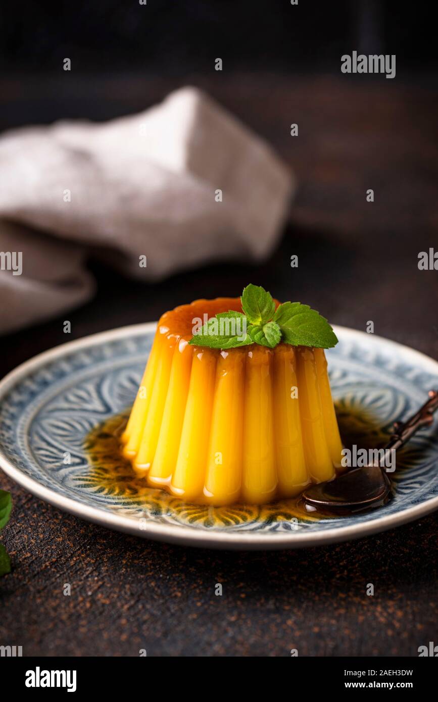 Flan or creme caramel dessert Stock Photo - Alamy