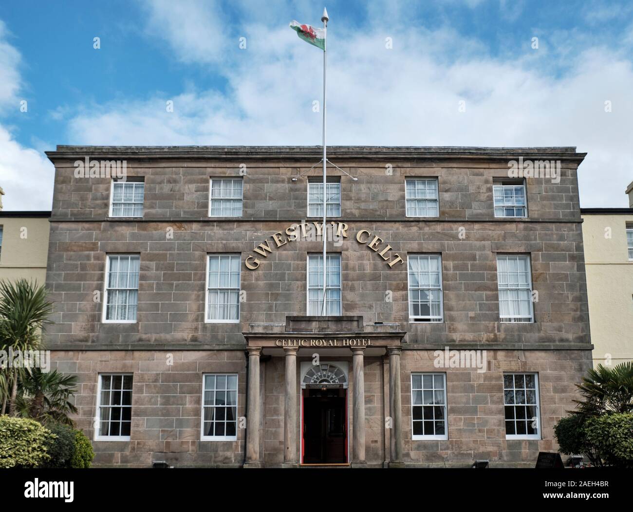 Front facade of the Celtic Royal Hotel in Caernarfon, Wales Stock Photo ...