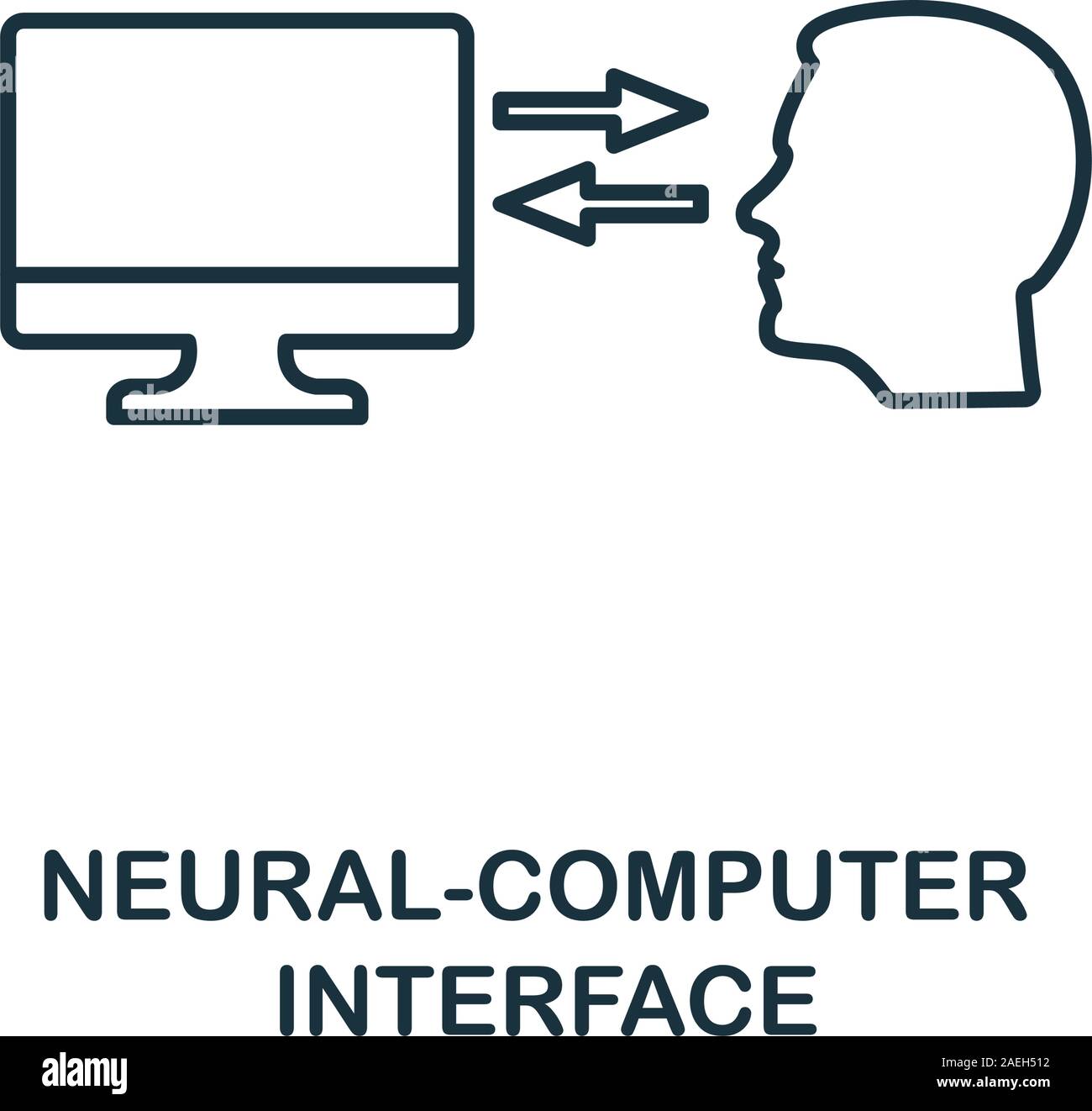 Neural-Computer Interface line icon. Thin style element from future ...