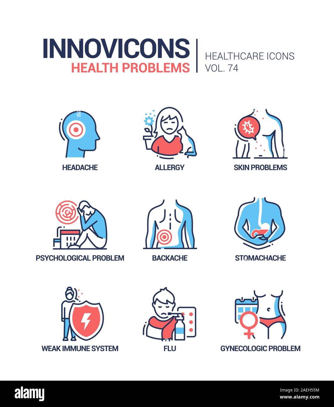 Disease health problem line Cut Out Stock Images & Pictures - Alamy