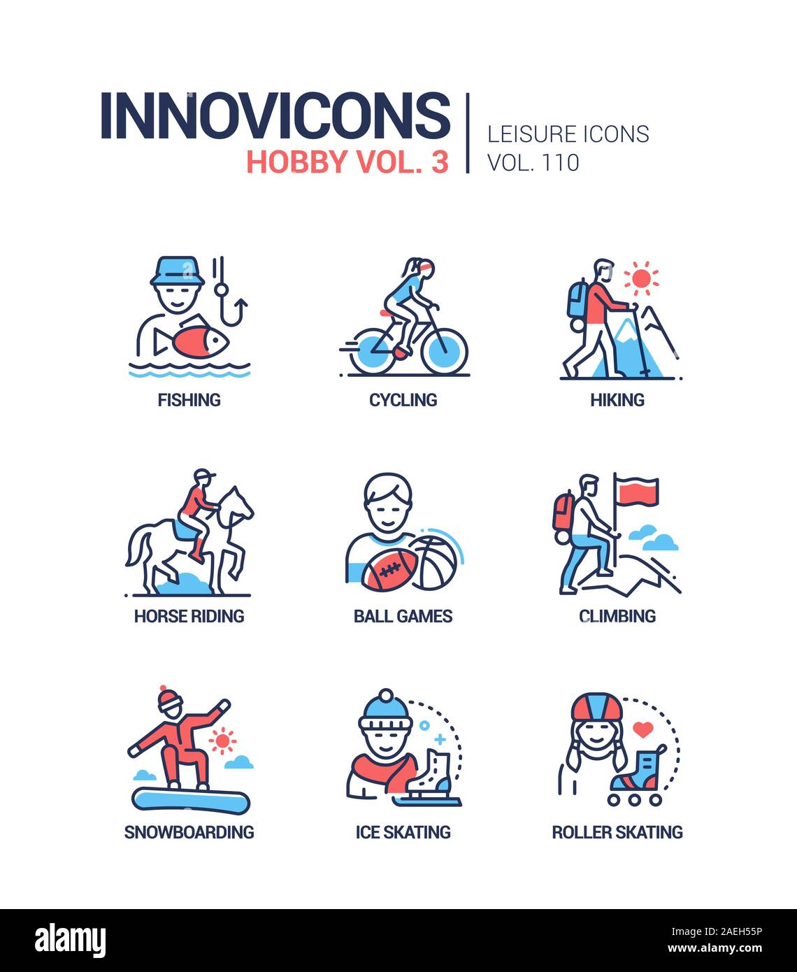 Hobby and activities - line design style icons set Stock Vector Image ...