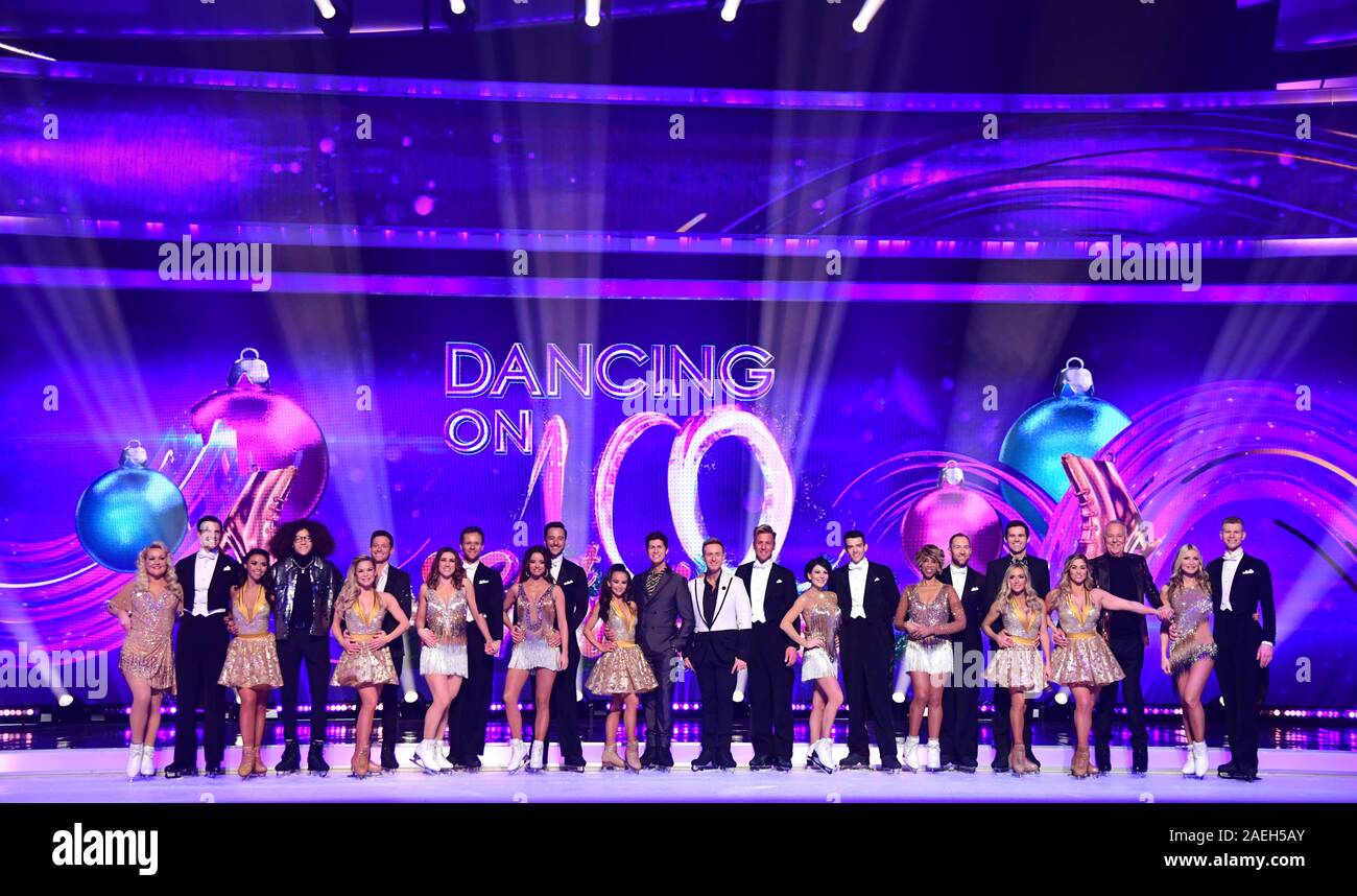 Professional skaters and celebrity contestants attending the launch of ...