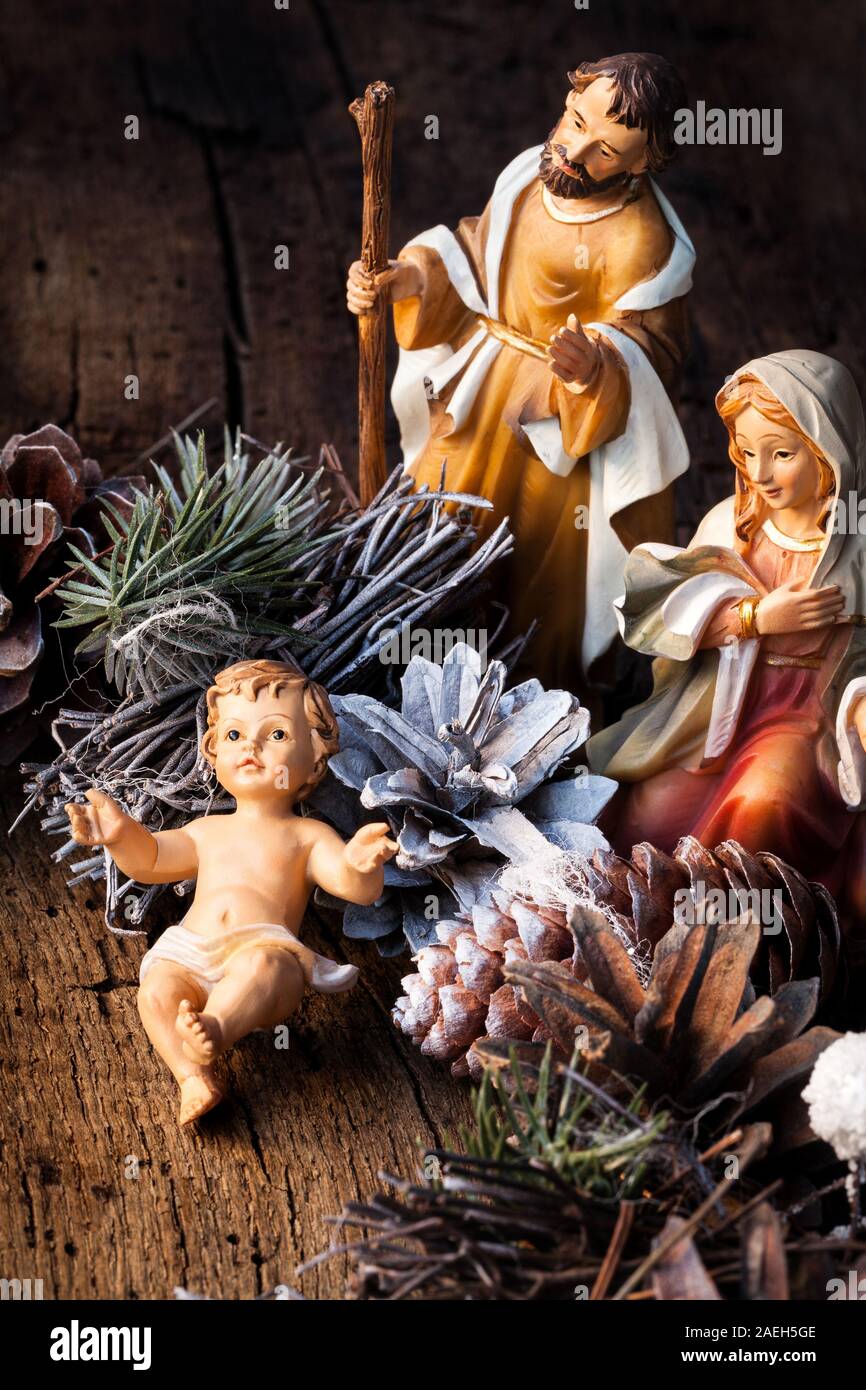 Christmas nativity scene - close up Stock Photo - Alamy