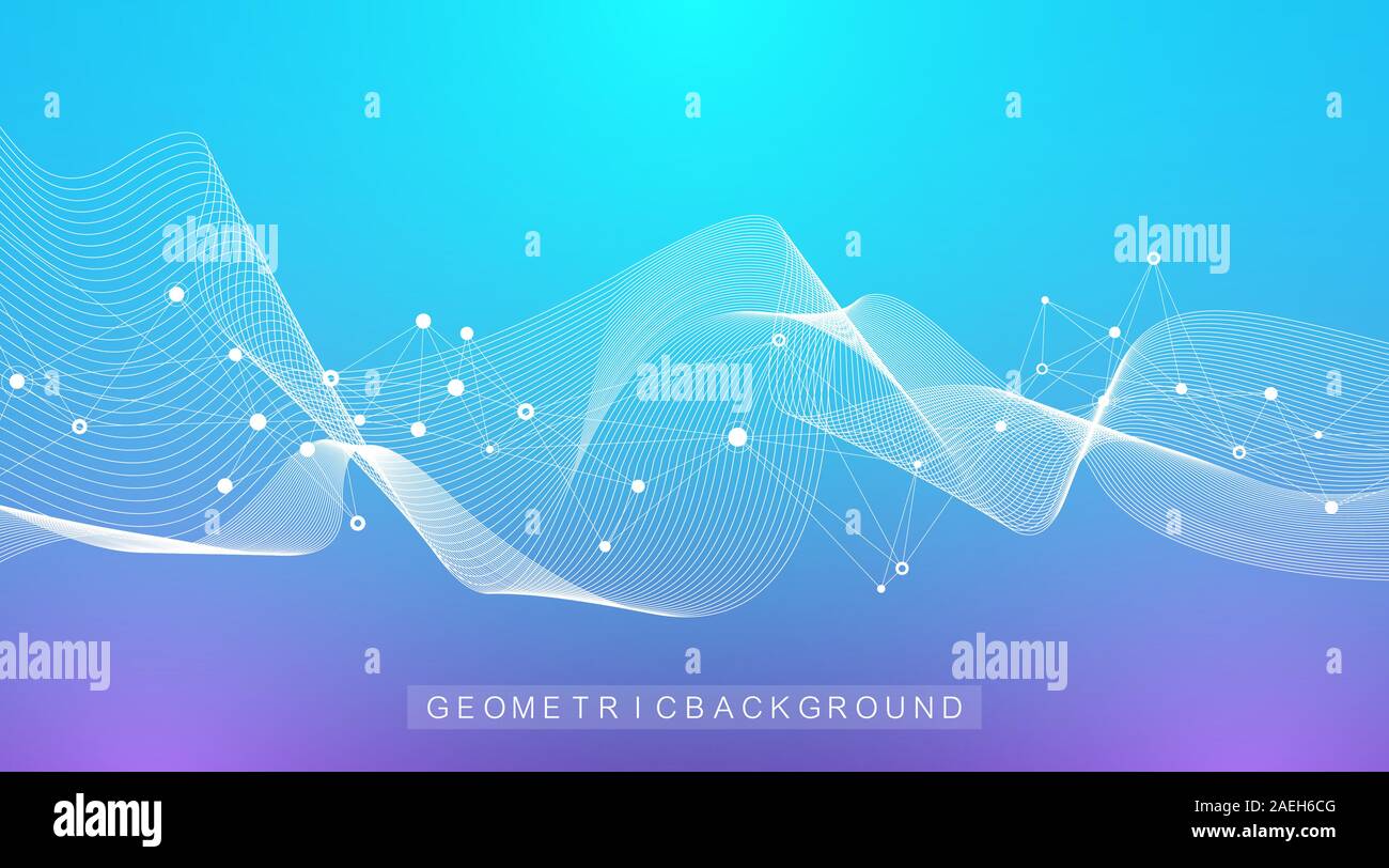 Abstract Dynamic Motion Lines And Dots Background With Colorful Particles Digital Streaming