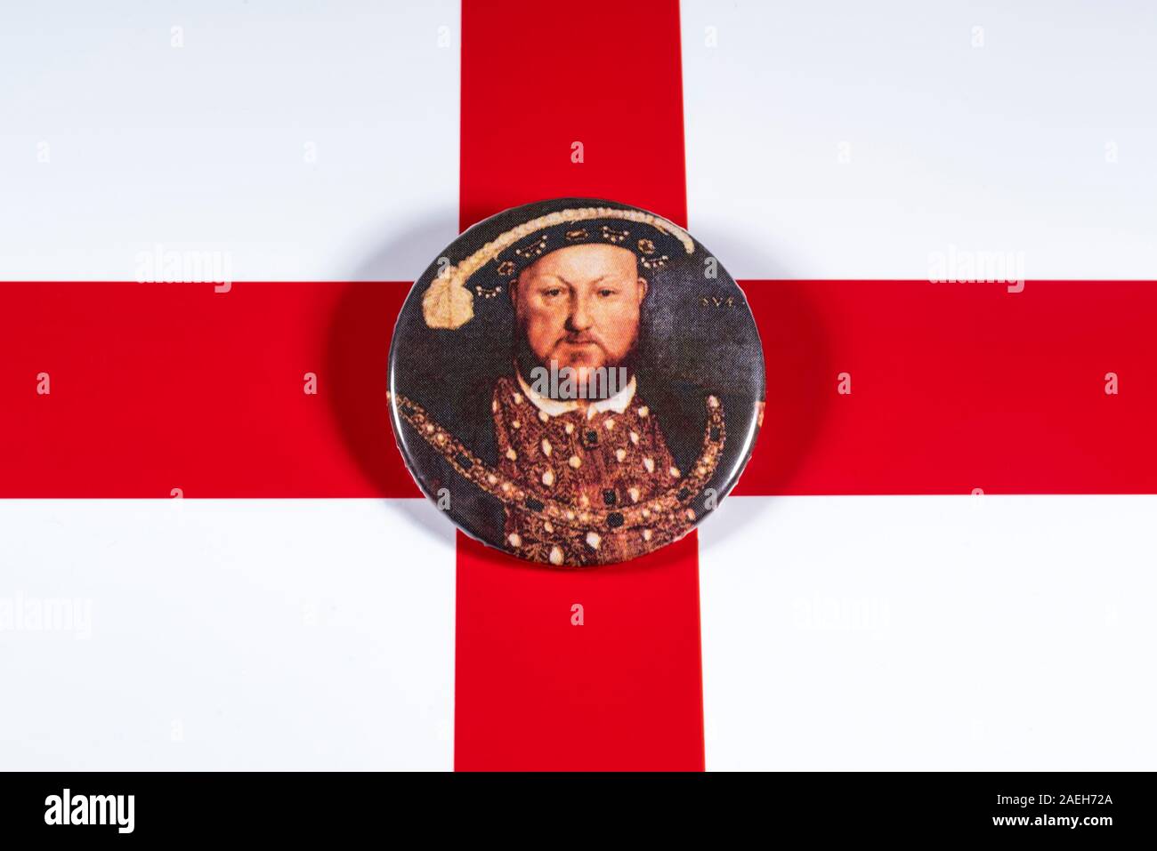 London, UK - December 5th 2019: A pin badge of King Henry VIII ...