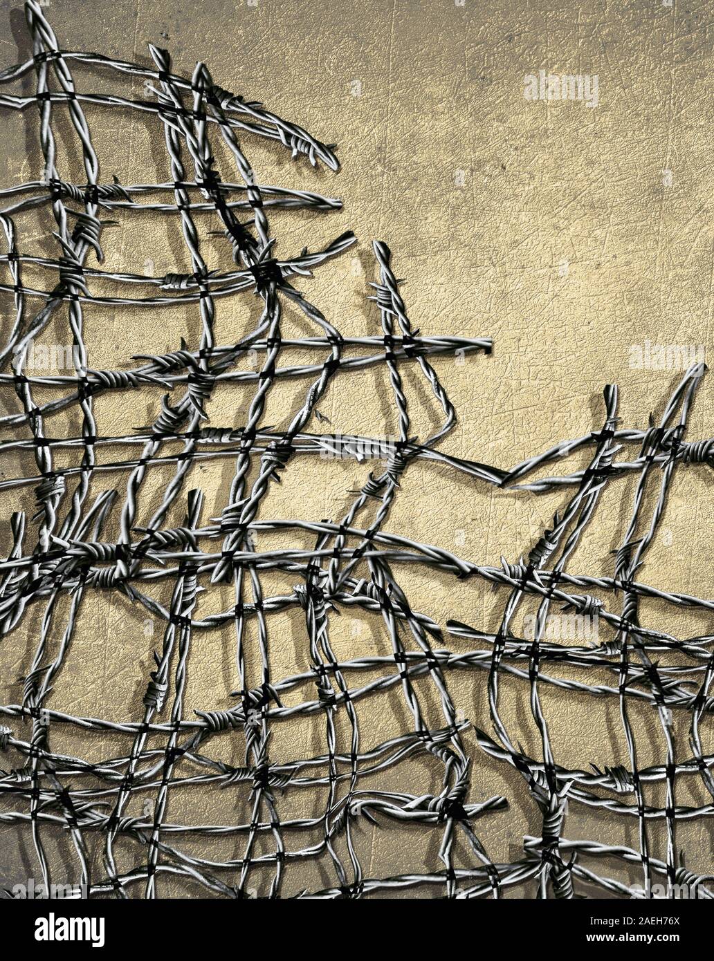 barbed wire and wall background with copy space Stock Photo - Alamy