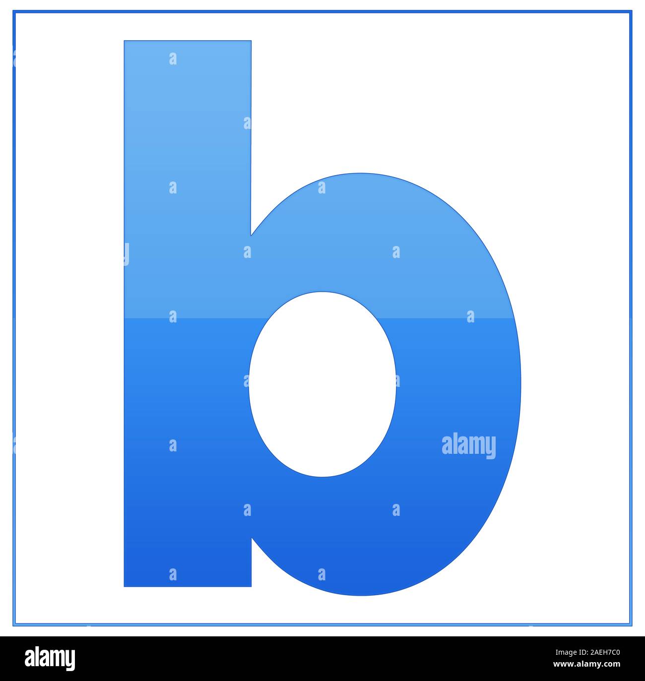 The letter b, made light blue and dark blue, half-and-half. Same colors ...