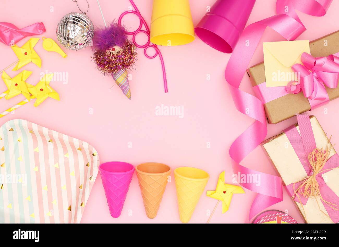 Happy Birthday - Pink birthday party decoration for girls party Stock ...