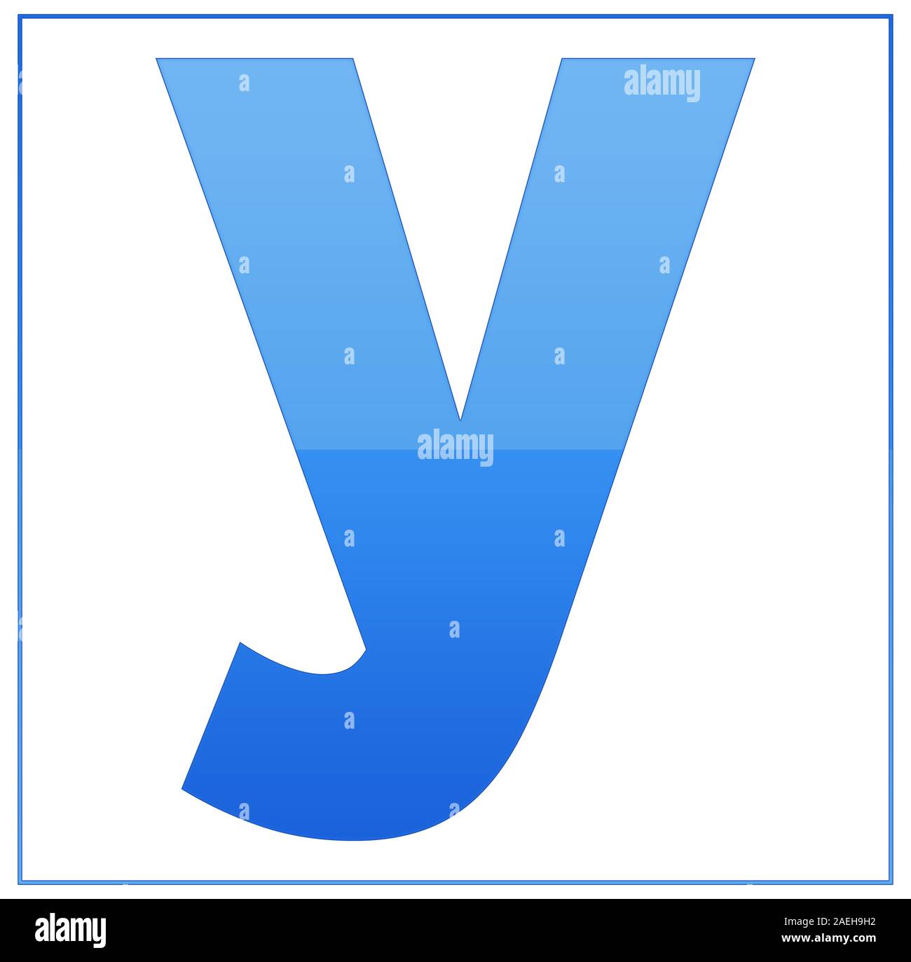 The letter y, made light blue and dark blue, half-and-half. Same colors ...